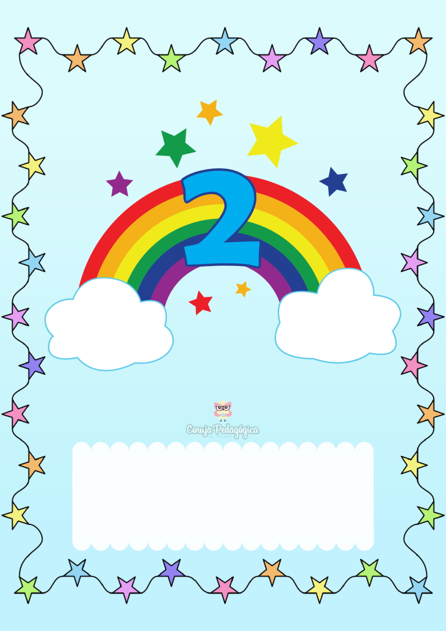 Cartaz números de 1 a 9 tema arco-íris - Coruja Pedagógica