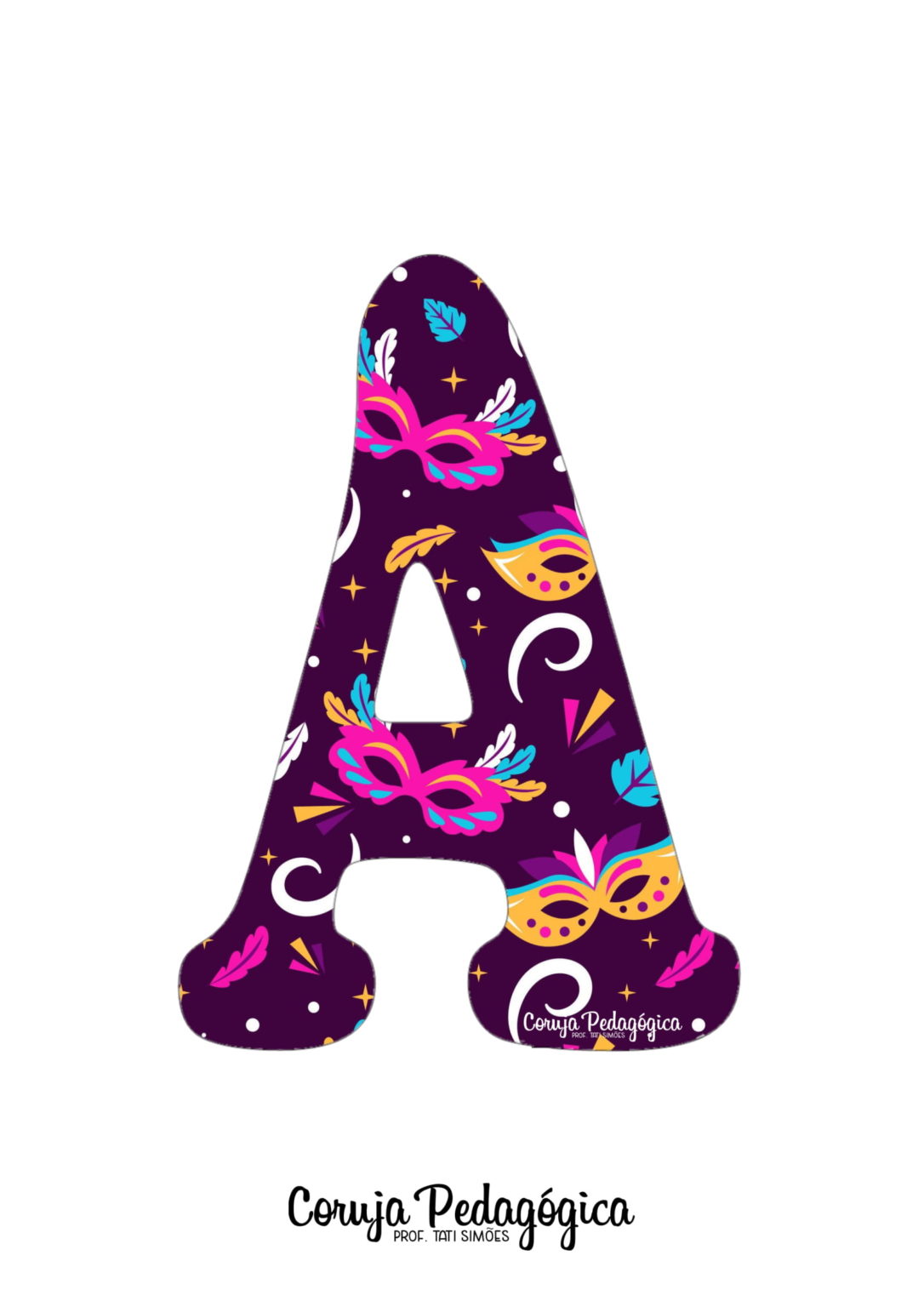 Molde de Letras carnaval 2021 mod.2 fundo roxo - Coruja Pedagógica