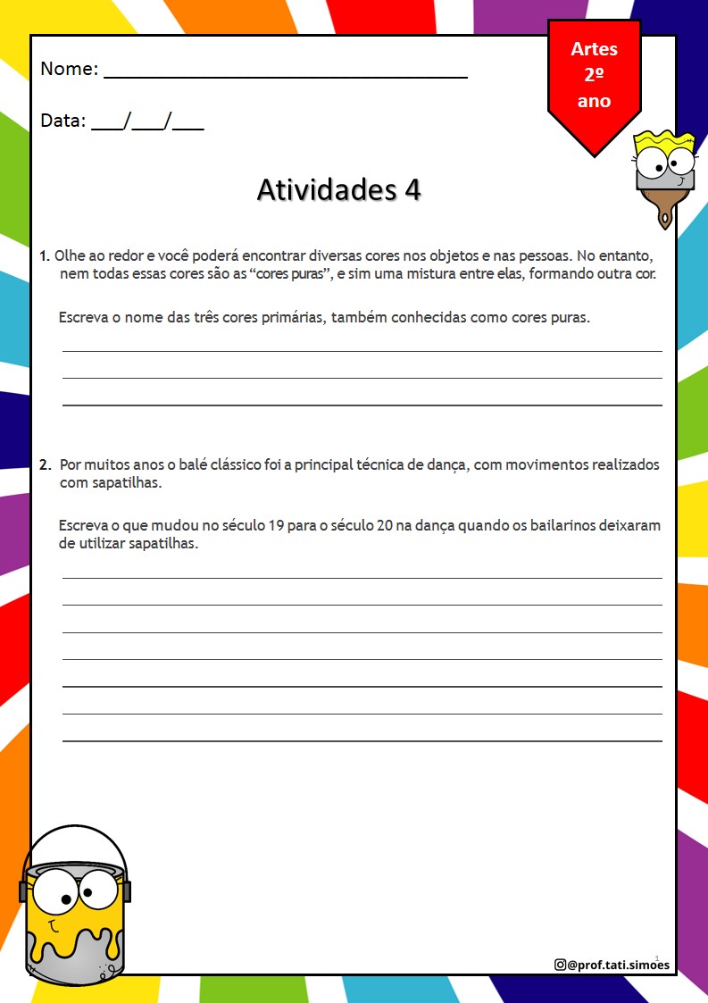 2º ano Artes aula 4 com gabarito - Coruja Pedagógica