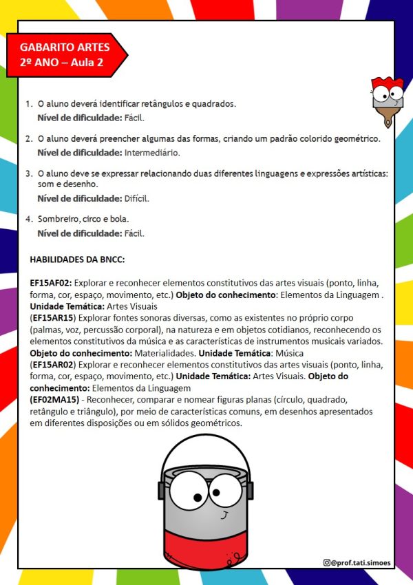 2º ano Artes aula 2 com gabarito - Coruja Pedagógica