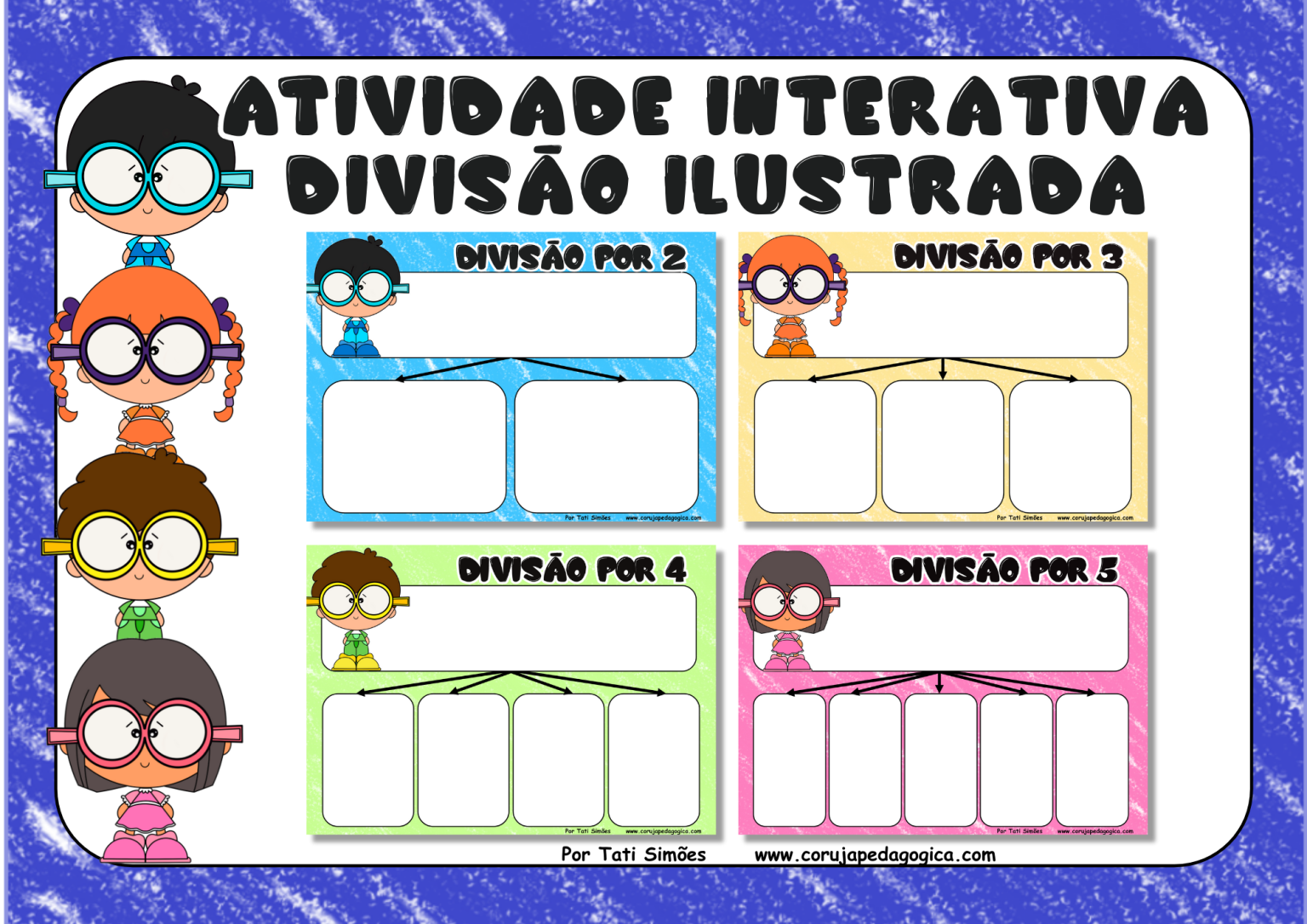 Atividade interativa divisão ilustrada - Coruja Pedagógica