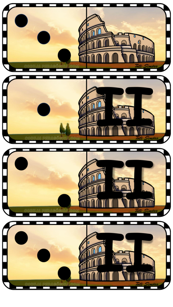 Dominó dos algarismos romanos - Coruja Pedagógica